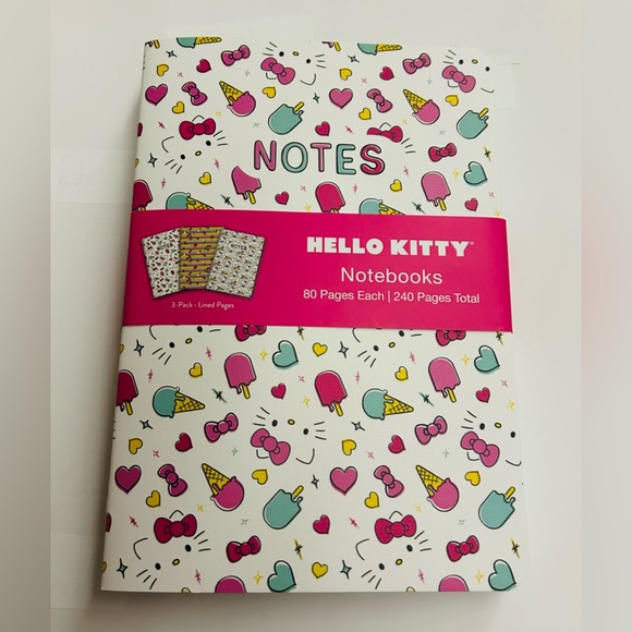 Hello Kitty | Office | New 3 Hello Kitty Lined Notebooks 8 Pages Each ...